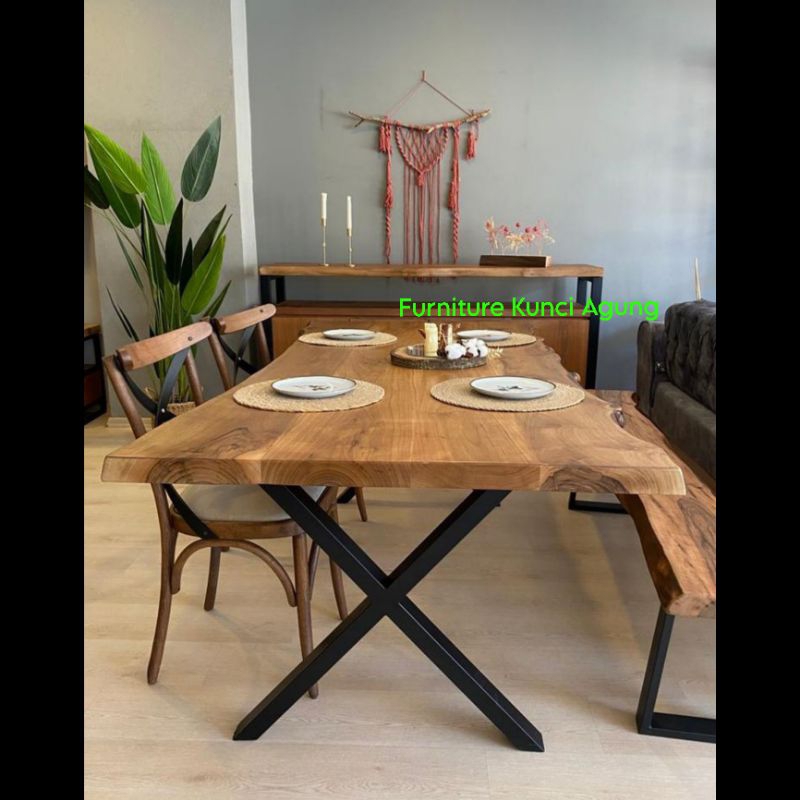 Jual Meja Makan Dining Table Kayu Trembesi | Shopee Indonesia