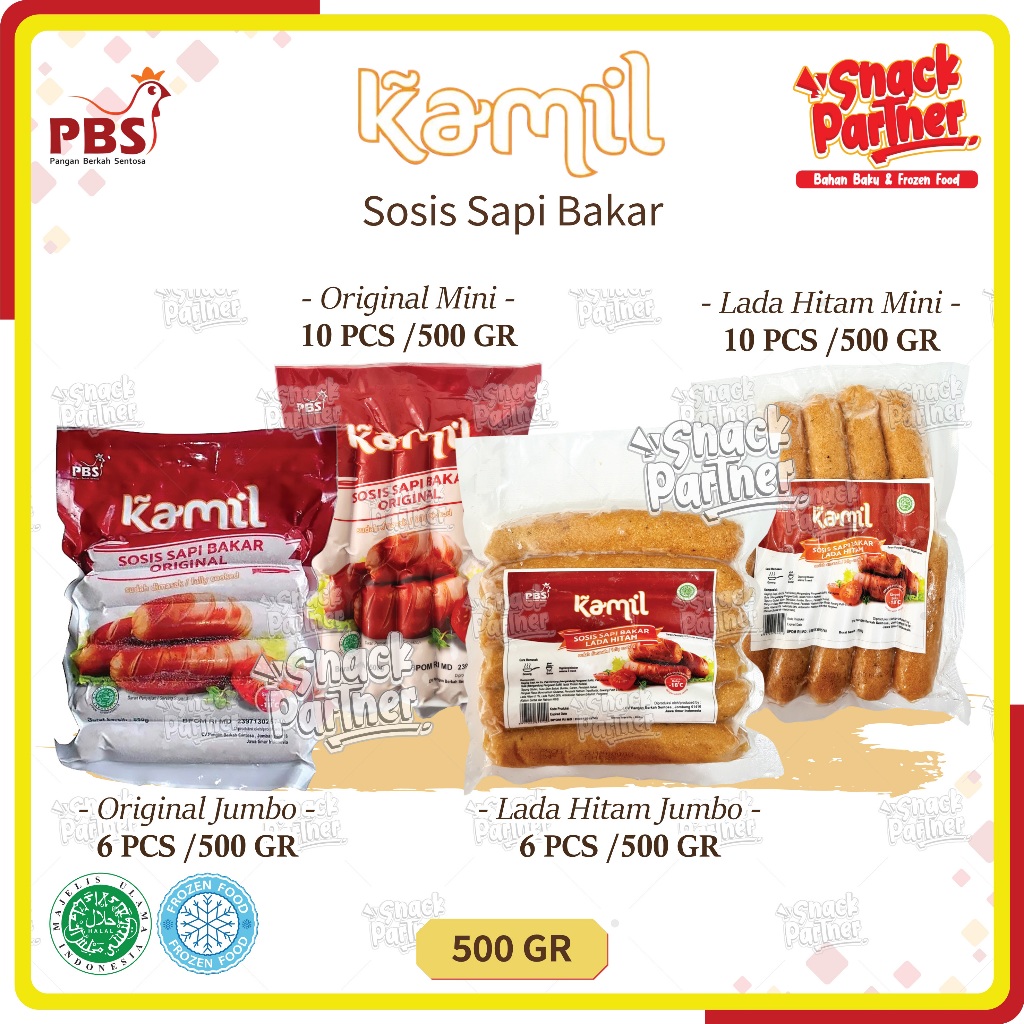Jual KAMIL Sosis Sapi Bakar Original & Lada Hitam Jumbo Mini 500 GR / 6 ...