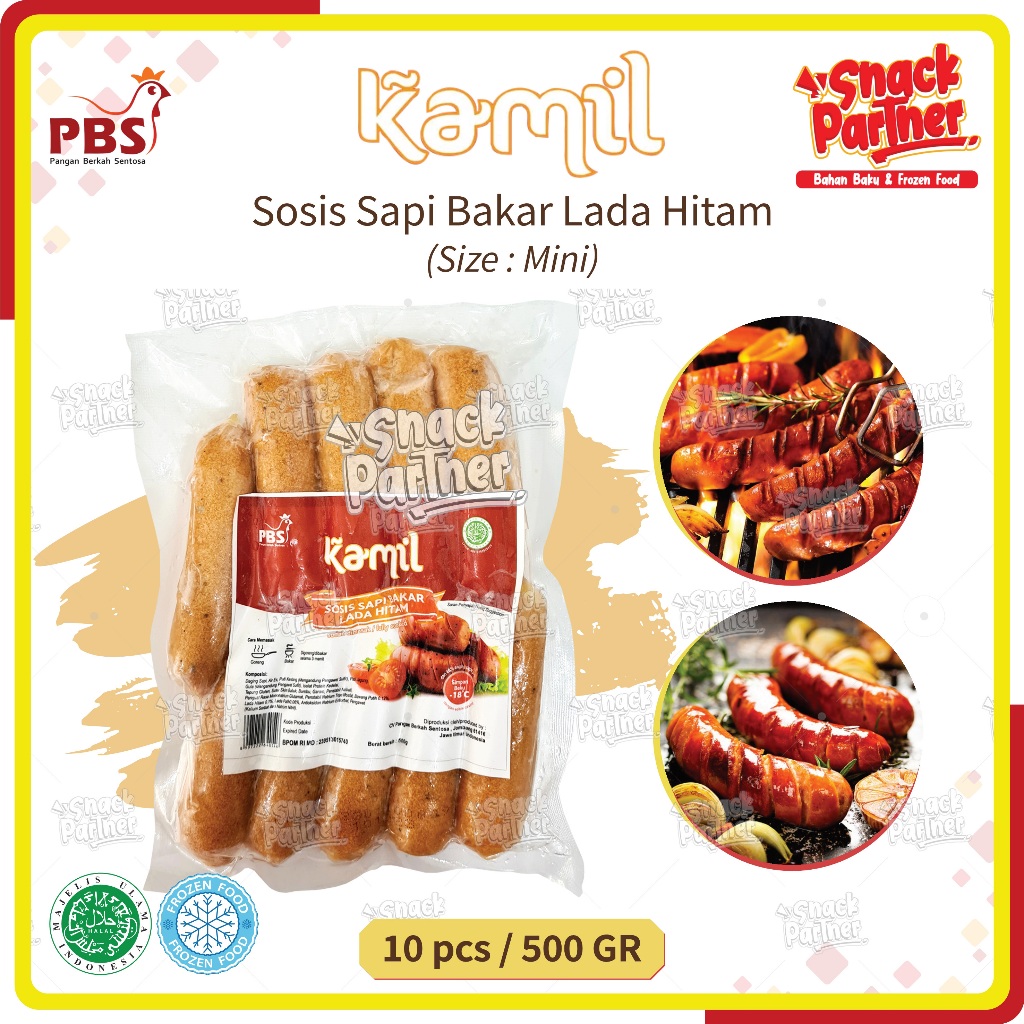 Jual KAMIL Sosis Sapi Bakar Original & Lada Hitam Jumbo Mini 500 GR / 6 ...