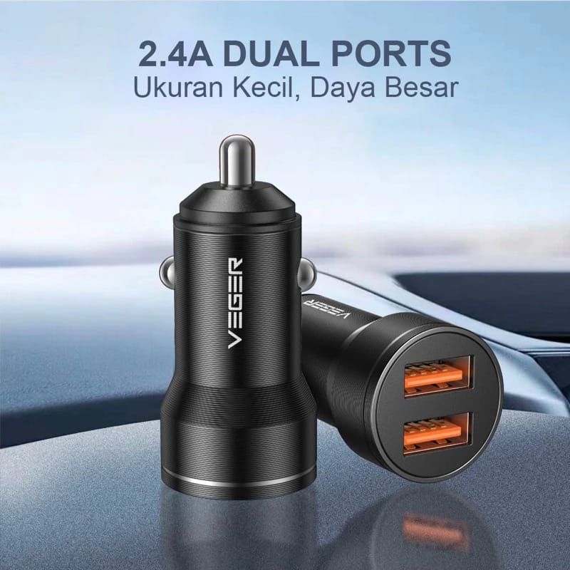 Jual VEGER Car Charger / Cas mobil / Cas motor Highway 2 Ports Fast ...