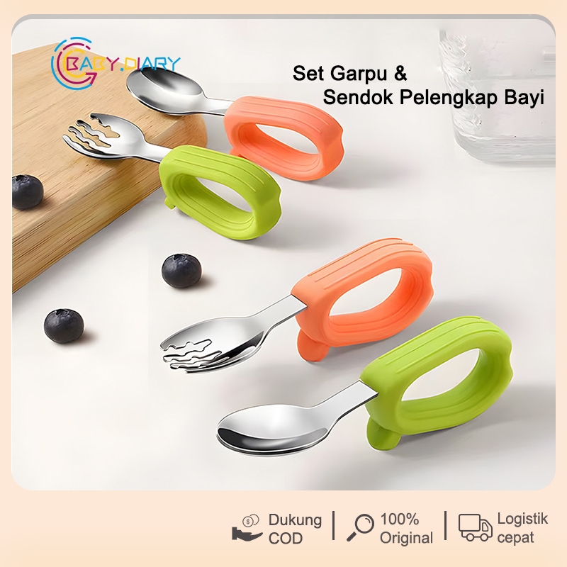 Jual 304 sendok dan garpu stainless steel set / gagang silikon ...