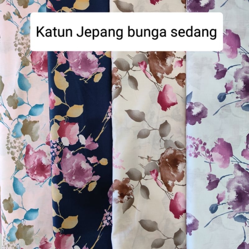 Jual Kain Katun Jepang Motif Bunga Sedang Lebar 150cm | Shopee Indonesia