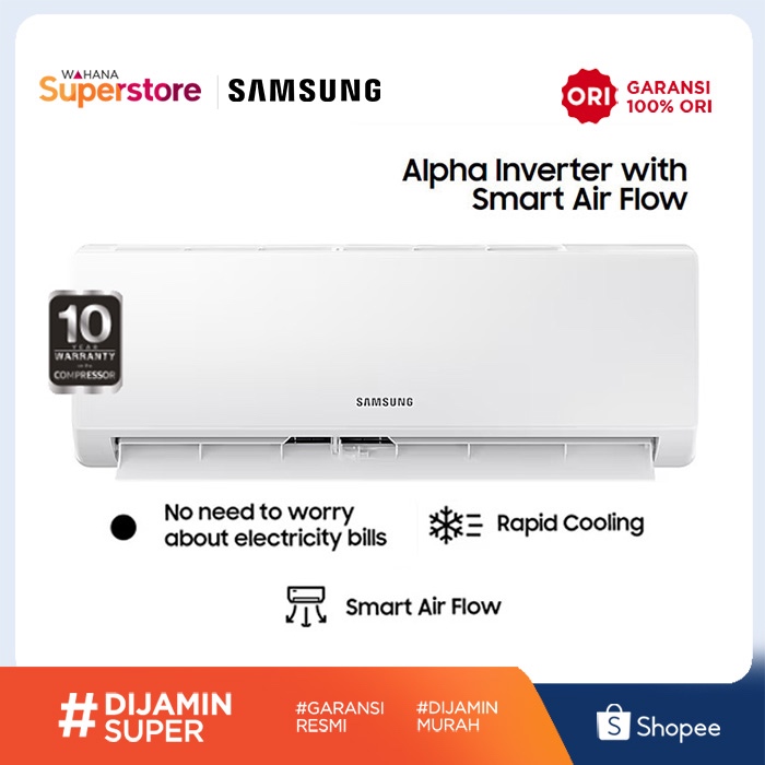 Jual Samsung AC Split Wall Mounted Dinding Inverter Alpha Smart Airflow ...