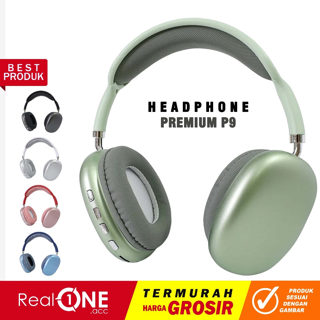 Jual Headphone Wireless P9 bluetooth headset bando macaron support IOS ...