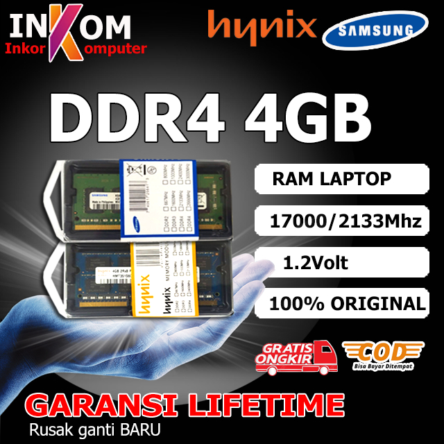 Jual Ram Memory Laptop Sodim DDR4 4GB 8GB 16GB 2133 2400 2666 All Merk ...