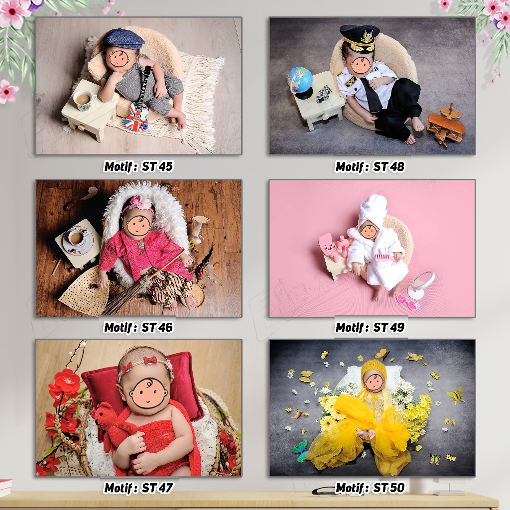 Jual Cetak + Bingkai / Papan MDF Photoshoot Bayi Ala Studio NewBorn ...