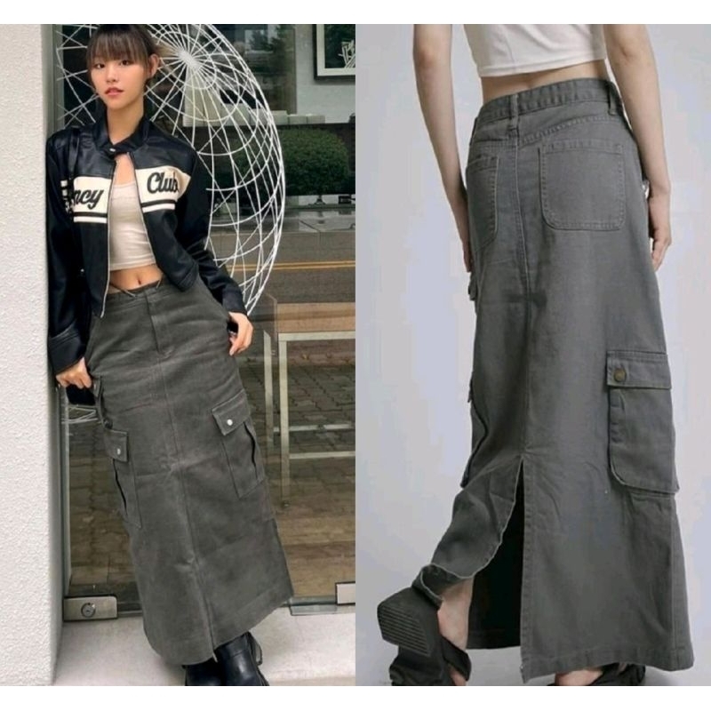 Jual ROK CARGO SLIM-FITTING GREY | Shopee Indonesia