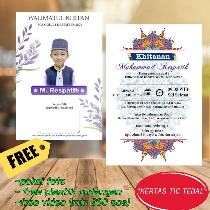 Jual Undangan khitan khitanan 1 Lembarbolak balik min order 100pcs ...