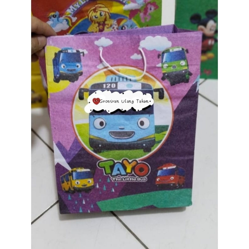 Jual Tas Snack Karakter Tayo / Paper Bag / Goodie Bag / Tas Ulang Tahun ...