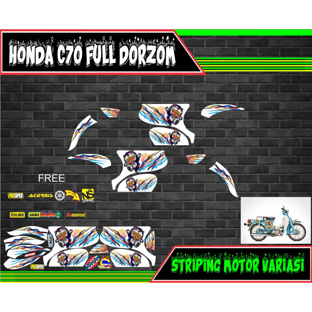 Jual striping stiker variasi motor honda c70 semi full doraemon zombie ...