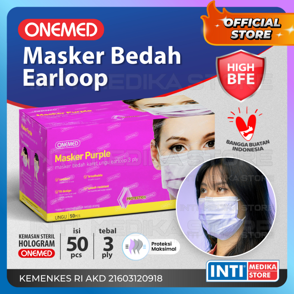 Jual ONEMED - Masker 3 Ply Earloop | Surgical Mask | Medis One Med ...