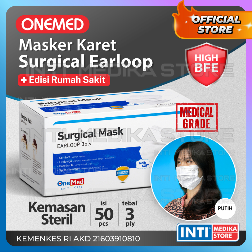 Jual ONEMED - Masker 3 Ply Earloop | Surgical Mask | Medis One Med ...