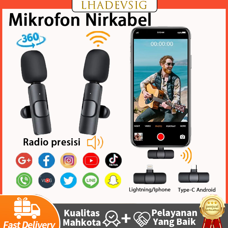 Jual LHADEVSIG Mic Lavalier K9 Mikrofon Wireless Video Recording ...