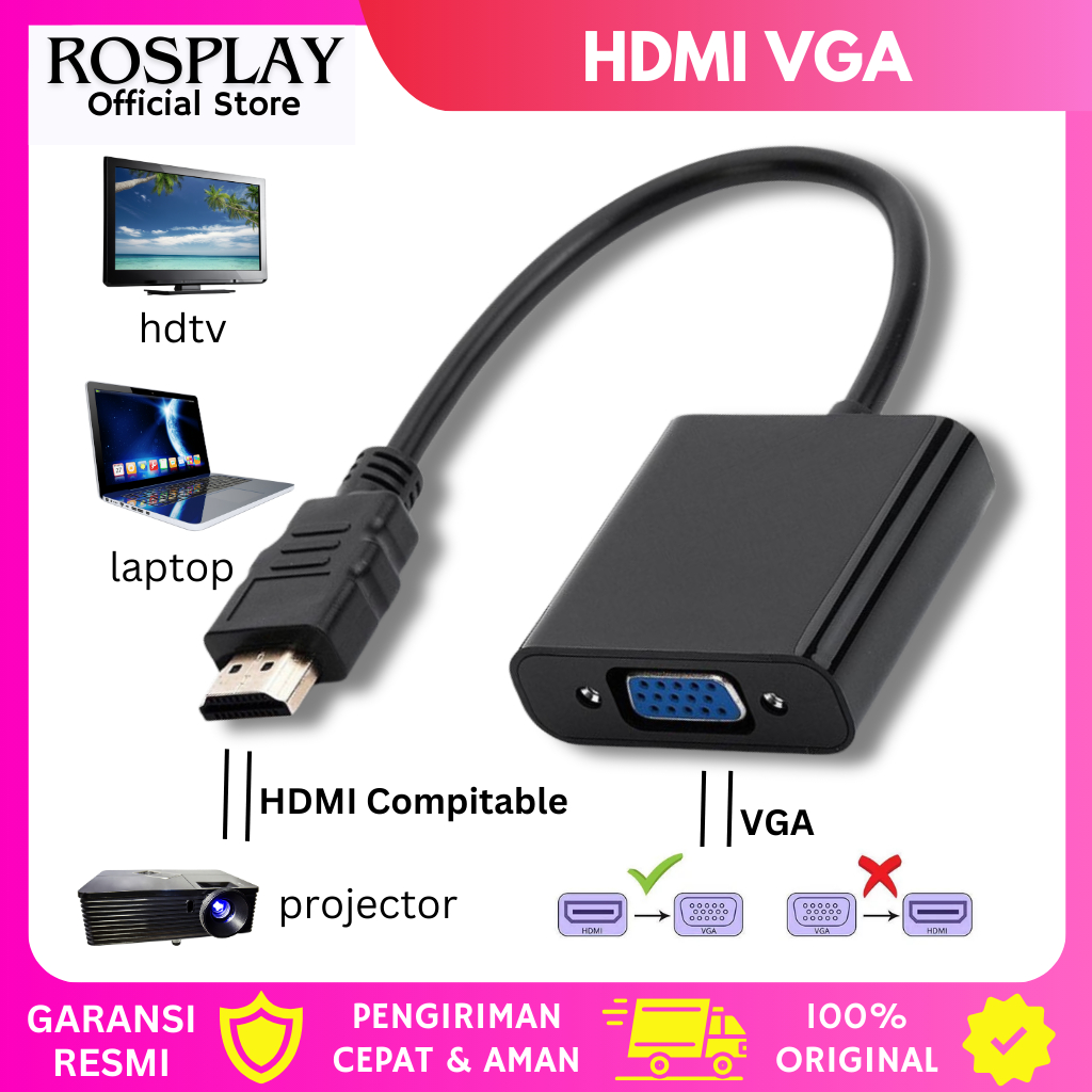 Jual converter Hdmi To VGA / kabel HDMI to vga/hdmi to vga converter | Shopee Indonesia