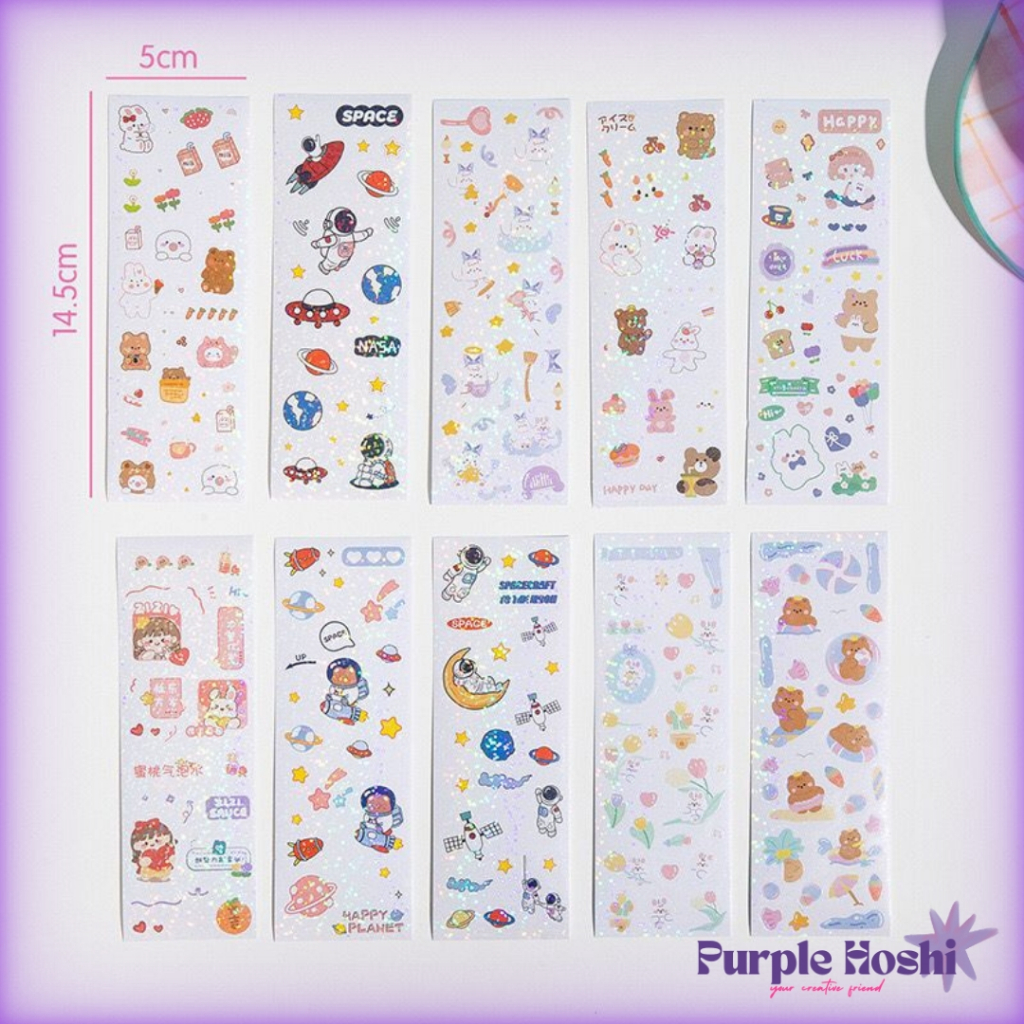 Jual Purple Hoshi Sticker 10 Lembar Third Series Lucu Cartoon Kids Cute ...