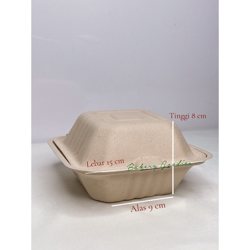 Jual Bagasse box burger bento cake box mini sugarcane natural brown ...