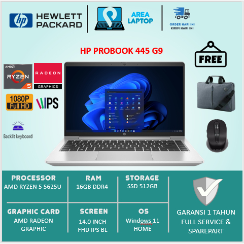Jual Laptop HP Probook 445 G9 Amd Ryzen 5 5625U 16GB 512GB FHD Win10 Pro | Shopee Indonesia