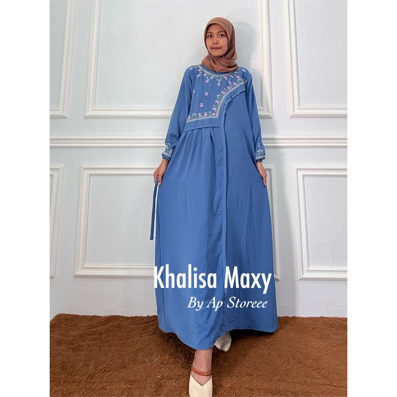 Jual KHALISA BORDIR DRESS L LD 110 & XXL LD 130 JUMBO MAXY CRINGKEL AIRFLOW / GAMIS BORDIR ASLI ...