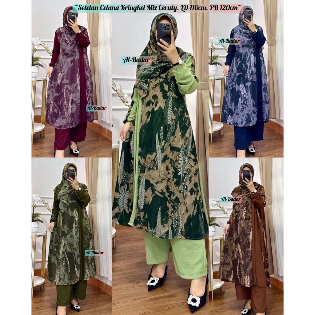 Jual SETCEL KRINGKEL TUNIK MIX CERUTY MOTIF ETNIK SLETING BELAKANG PLUS ...