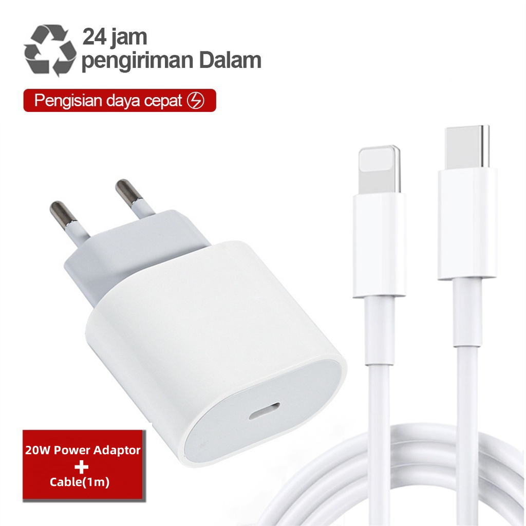 Jual Charger Apple 20W USB-C Power Adapter + Kabel USB-C To Lightning Cable 1 Meter Fast ...