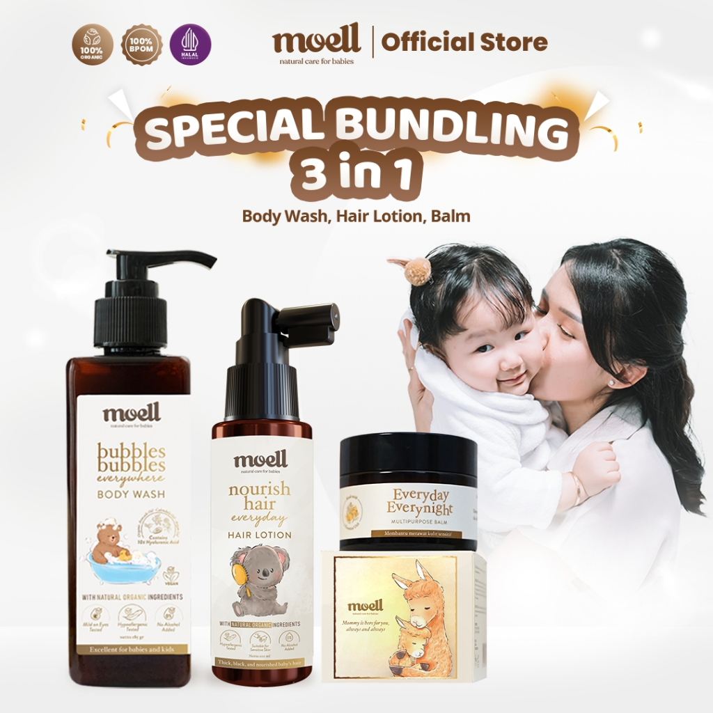 Jual Moell Paket Special Bundling 3 in 1 - SLS Free - Natural Organic ...