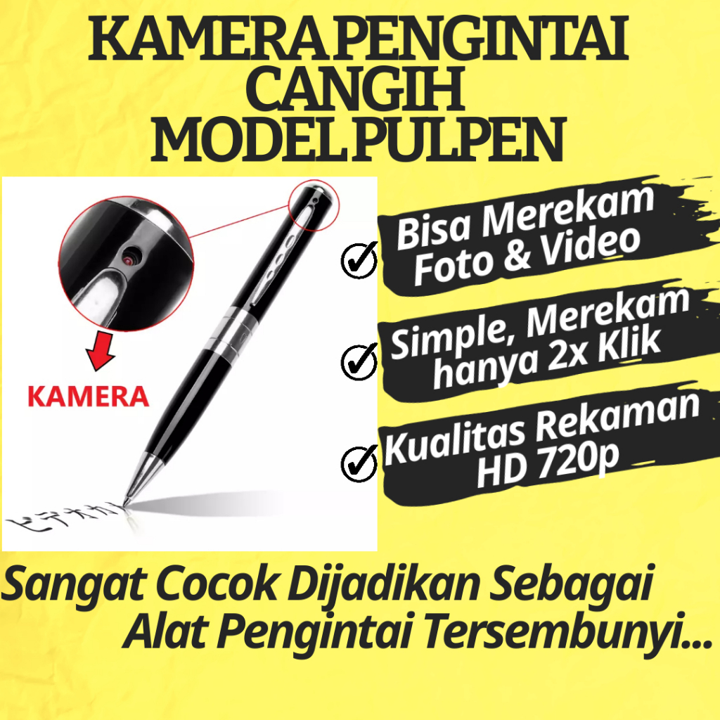 Jual Kamera Pengintai Model Pulpen Pena Hidden Cam Rumah Indoor dan ...