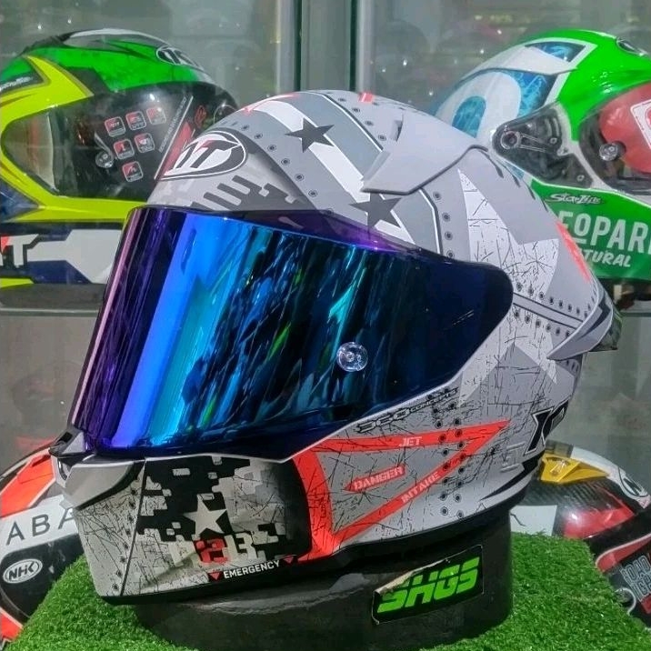 Jual kyt R2R motif assault grey matt paket ganteng visor iridium blue ...