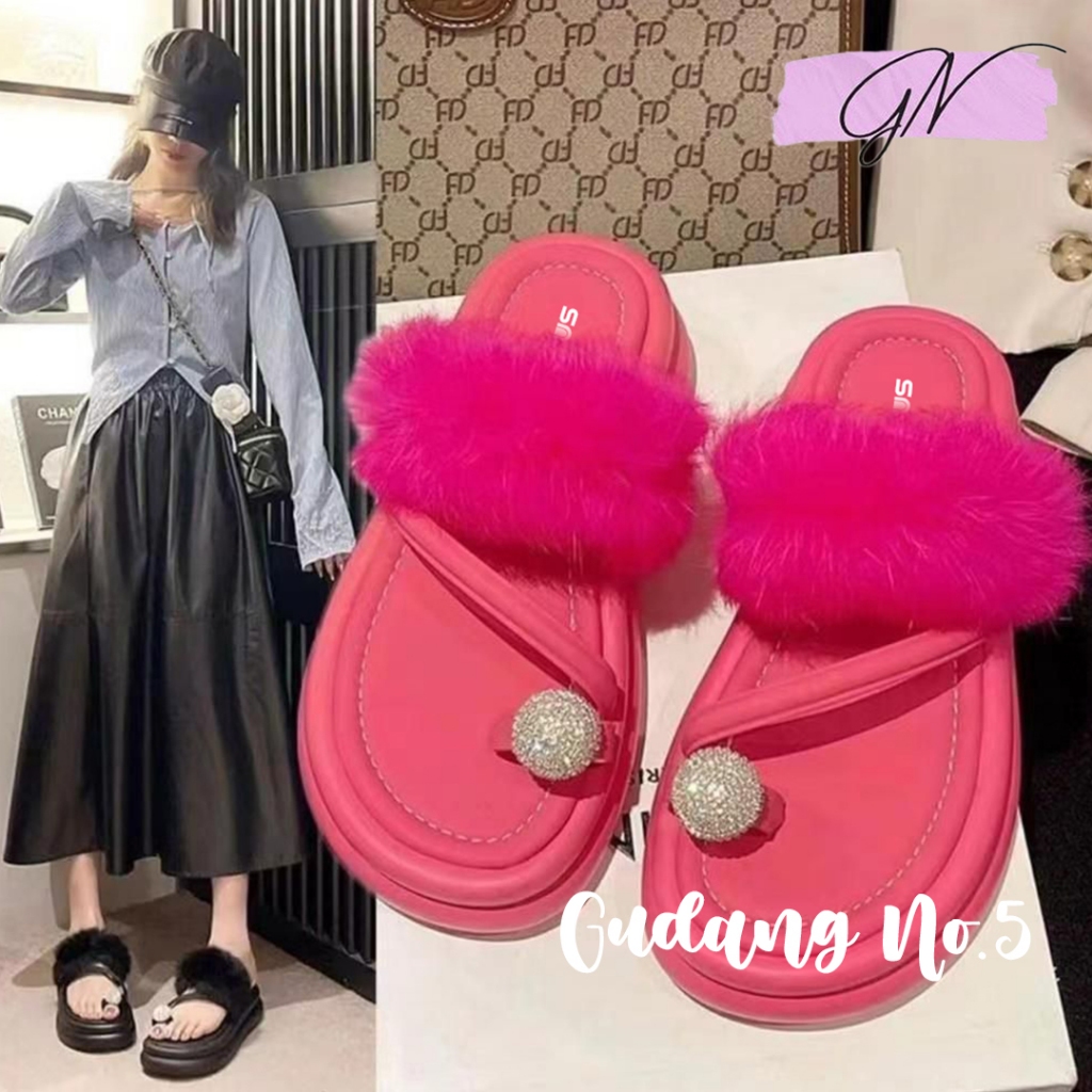 Jual GN-1248-A Sandal Selop Jelly Wanita Sandal Wedges Tali Silang ...