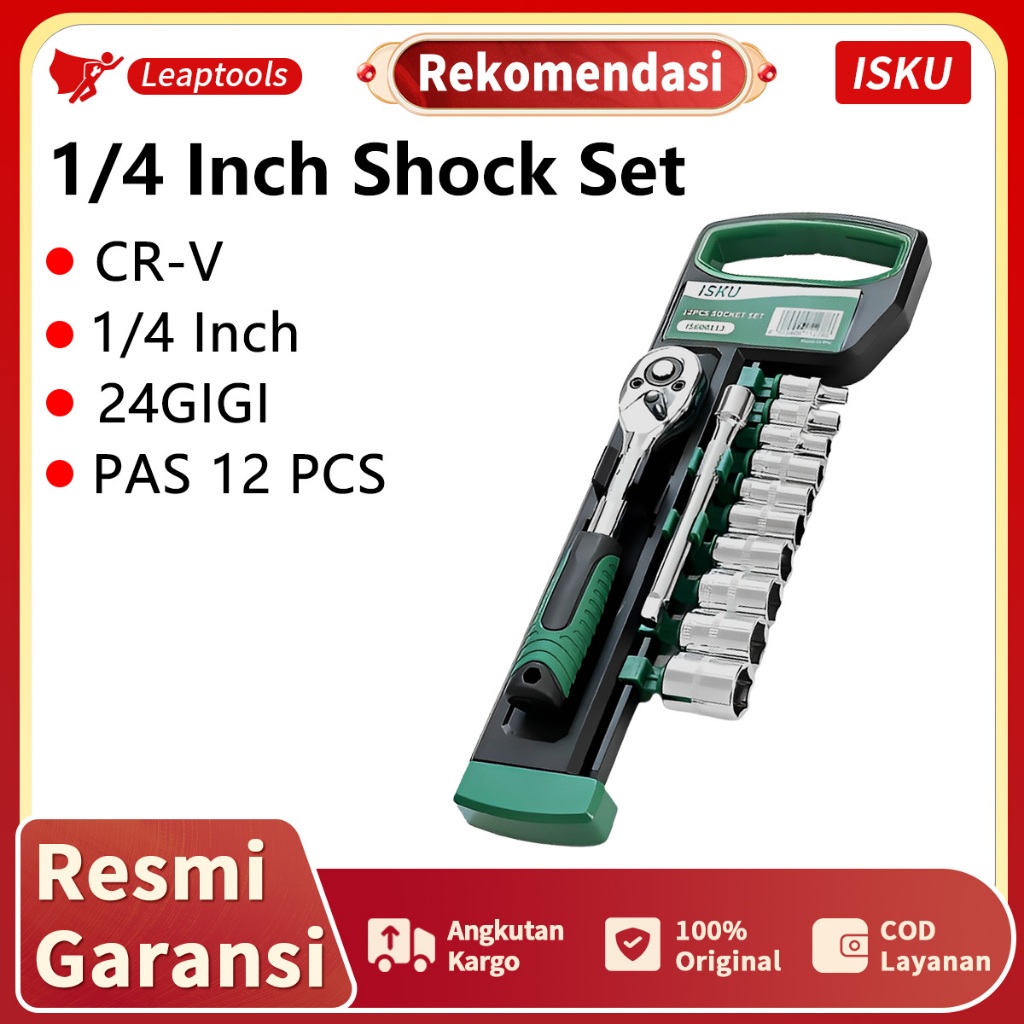 Jual Isku Kunci Shock Set 12pcs/Kunci Torsi Gagangk Kunci Sok Rachet Set/1/4 Original Mata Kunci ...