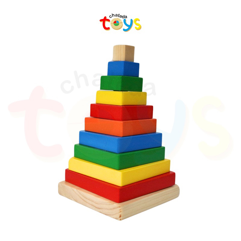 Jual Menara Gelang Bentuk Segiempat Warna Mainan Edukasi Kayu Pinus ...