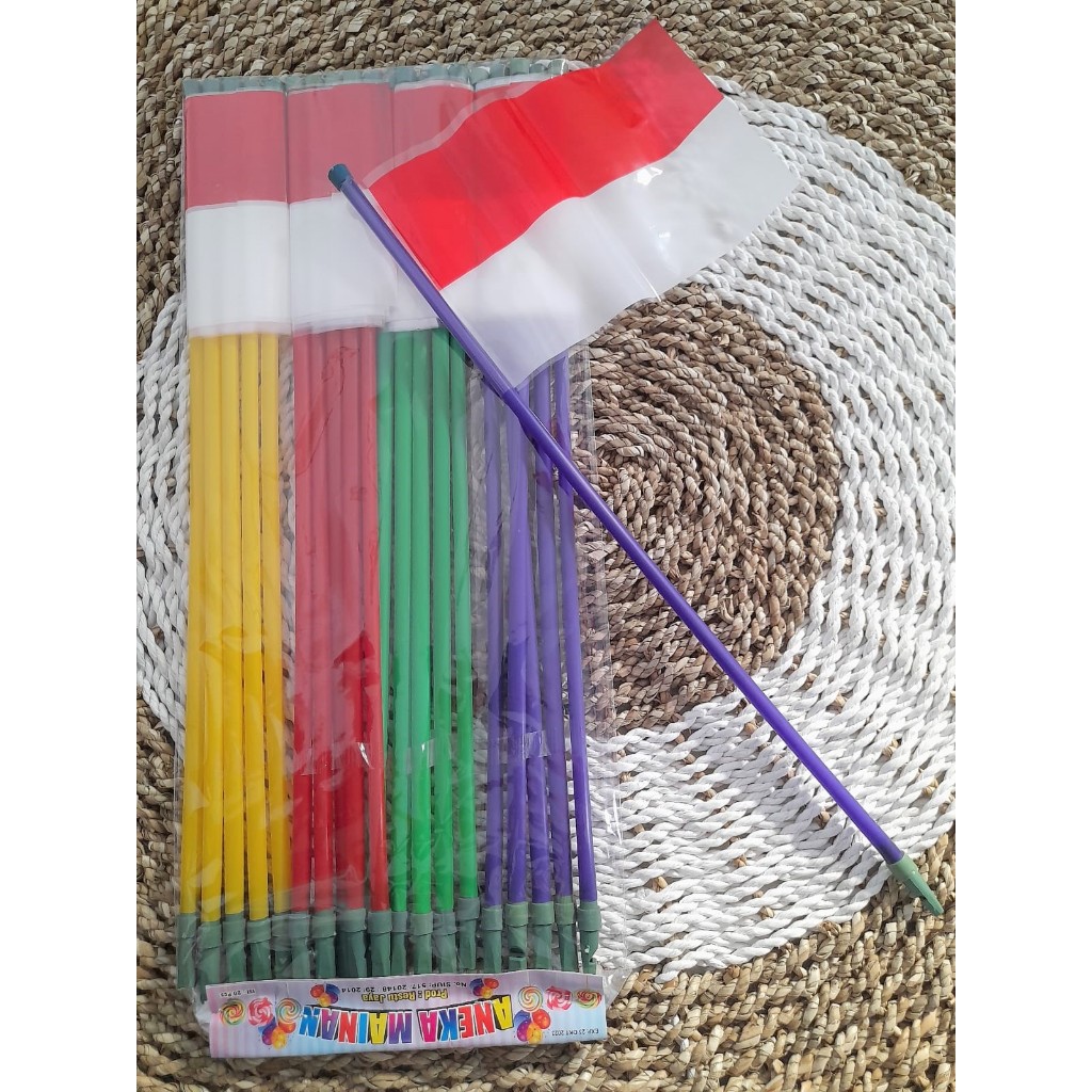 Jual bendera merah putih stik peluit 20pcs -bendera tongkatstik bendera ...