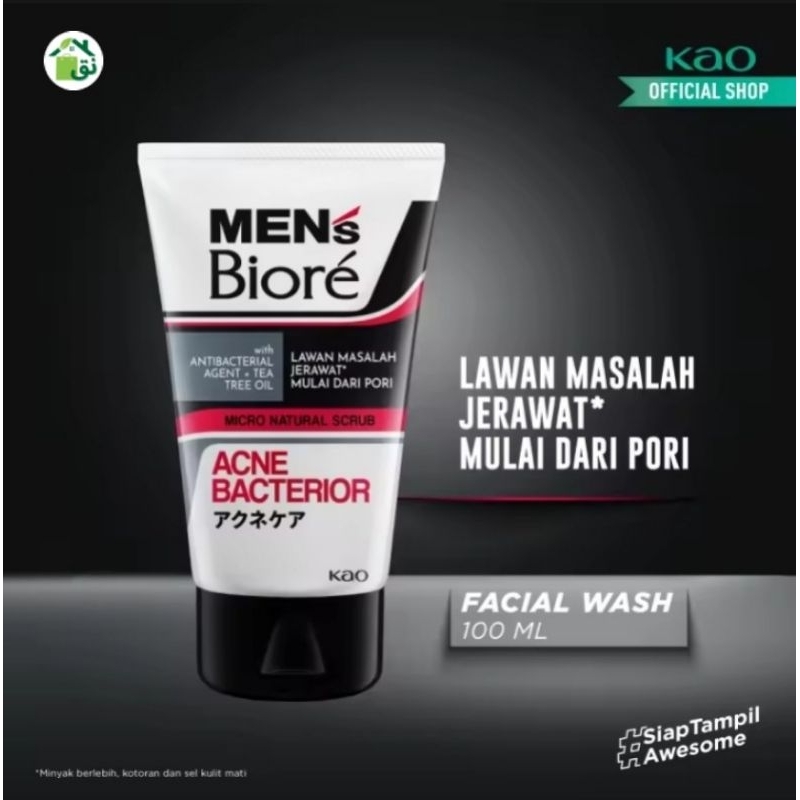 Jual MEN'S BIORE ACNE BACTERIOR SCRUB FACIAL WASH 100G | Shopee Indonesia