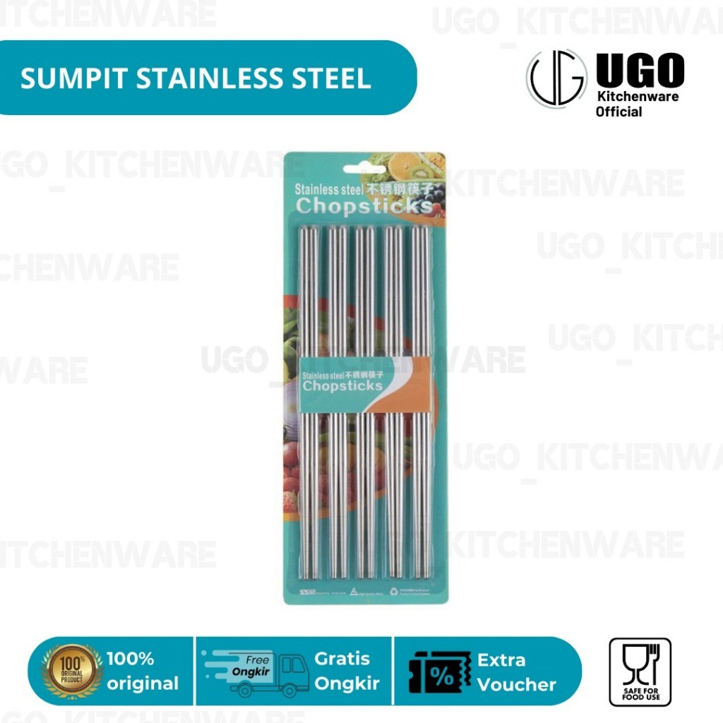 Jual BERINDO Sumpit Stainless Chopsticks Stainless Steel | Sumpit Makan ...