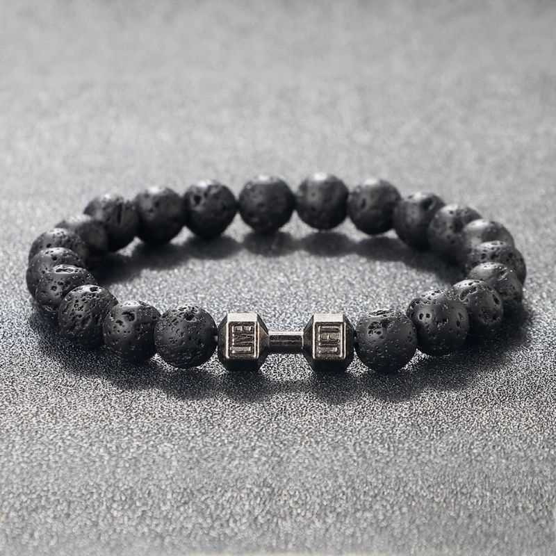 Jual Gelang Batu Alam Asli Pria Wanita Natural Black Lava Dumbell ...