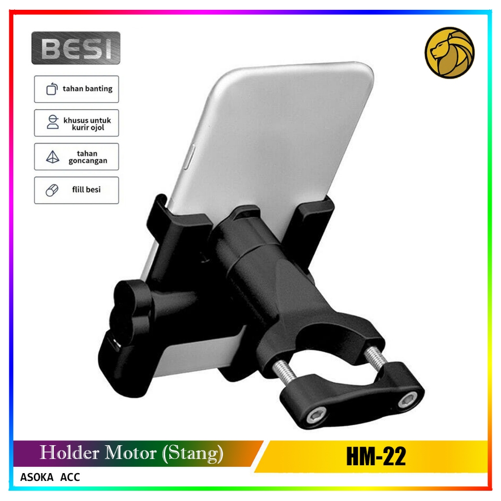 Jual Holder Hp Full Besi Motor Stang HM-12 HM-22 For Smartphone Grab Gojek / Dudukan Hp Sepeda ...