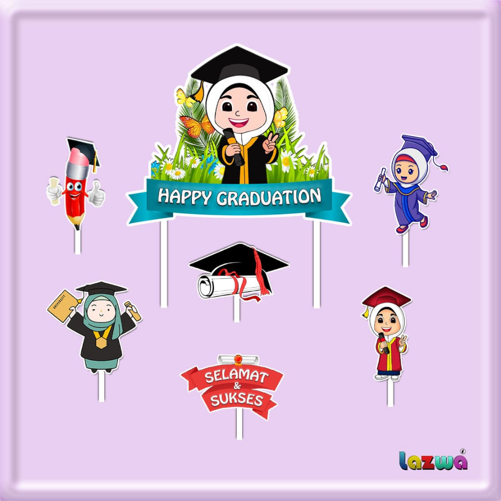 Jual Topper cake wisuda happy graduation hiasan kue | Shopee Indonesia