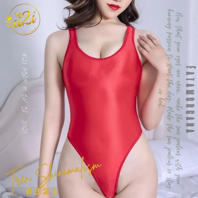 Jual U2care 6321 Sexy Lingerie One Piece Bikini Shiny High Cut Bodysuit