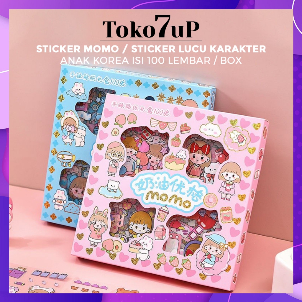 Jual STICKER MOMO / STICKER LUCU KARAKTER ANAK KOREA ISI 100 LEMBAR/BOX ...