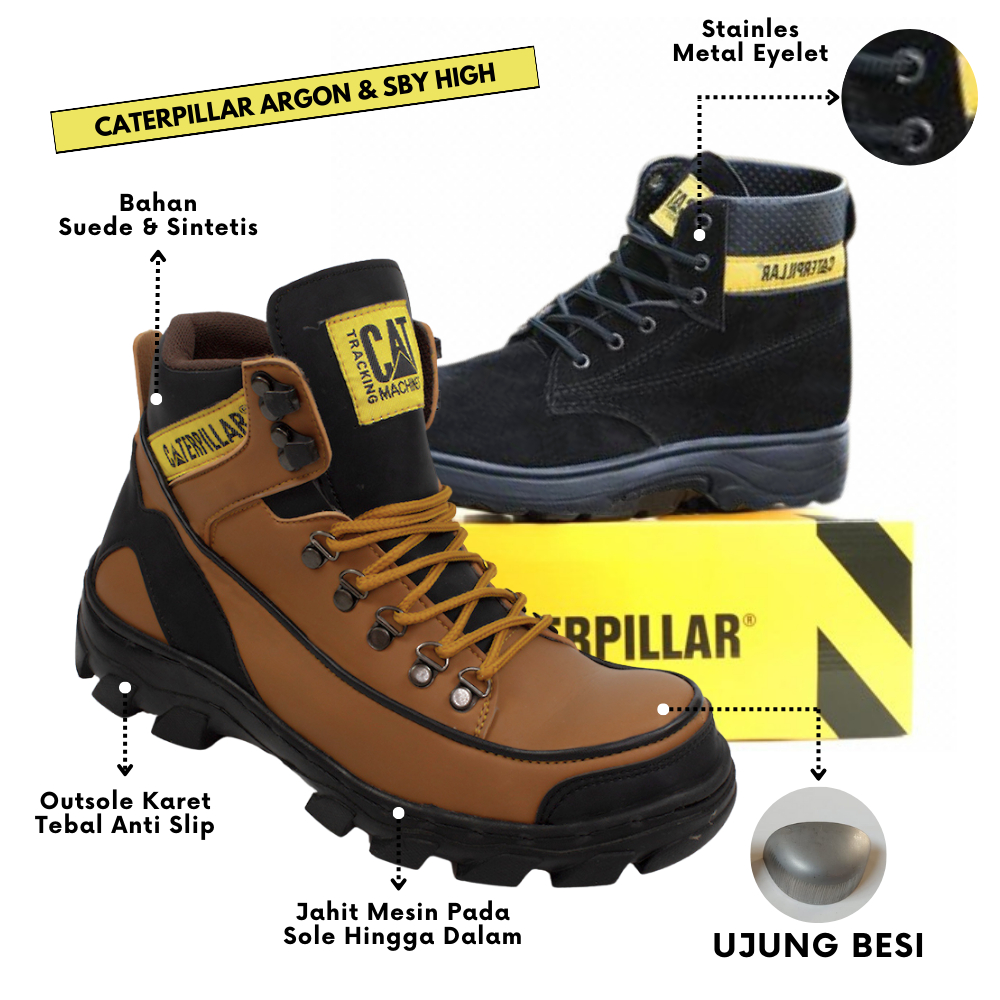 Jual Sepatu Safety Pria Boots Caterpillar Argon Kerja Proyek Tracking ...