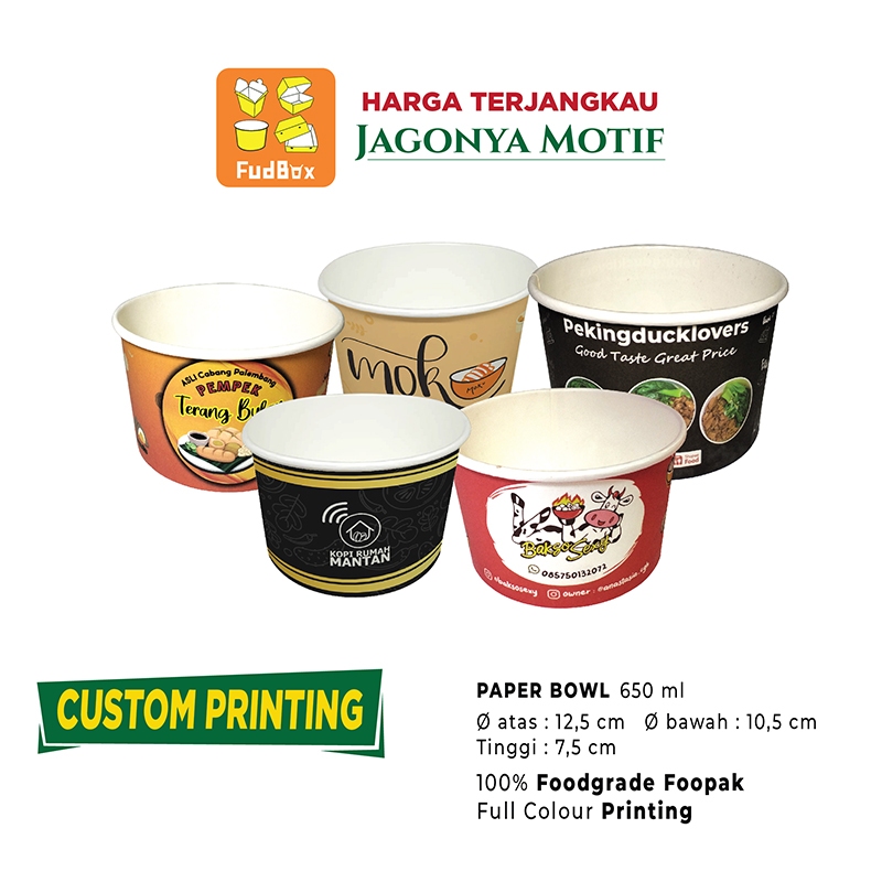 Jual Cetak Custom Paper Bowl 650 ml | Custom Design Mangkok Kertas Full ...