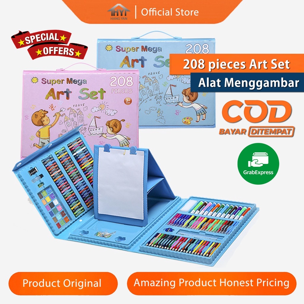 Jual LS Alat Lukis Set Crayon Anak Pengasah 208pcs Set Alat Menggambar ...
