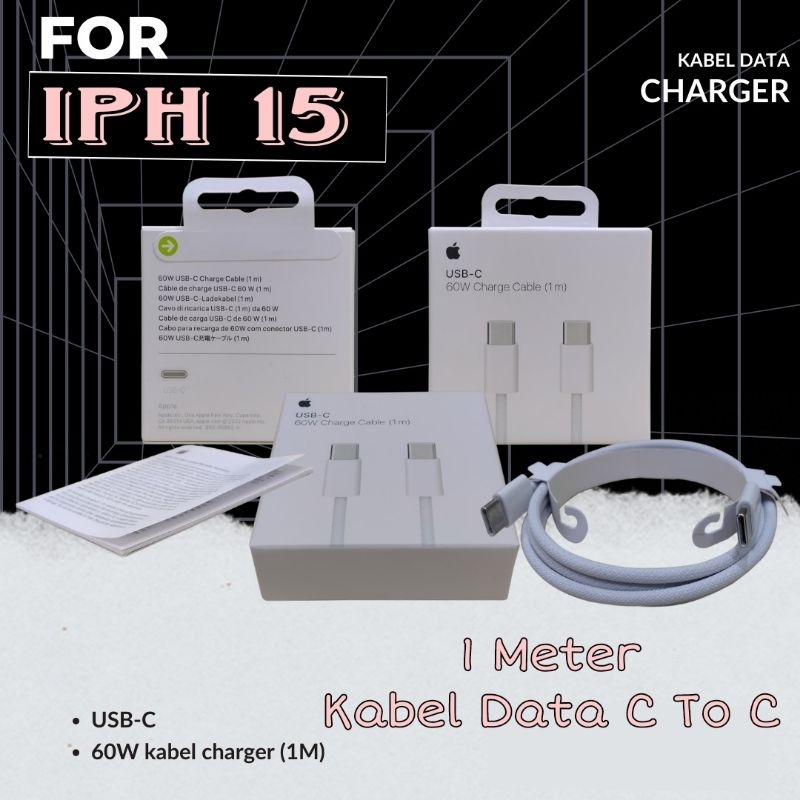 Jual Kabel Data Iph 15 Pro Max USB-C to USB-C Fast Charging 60W ...