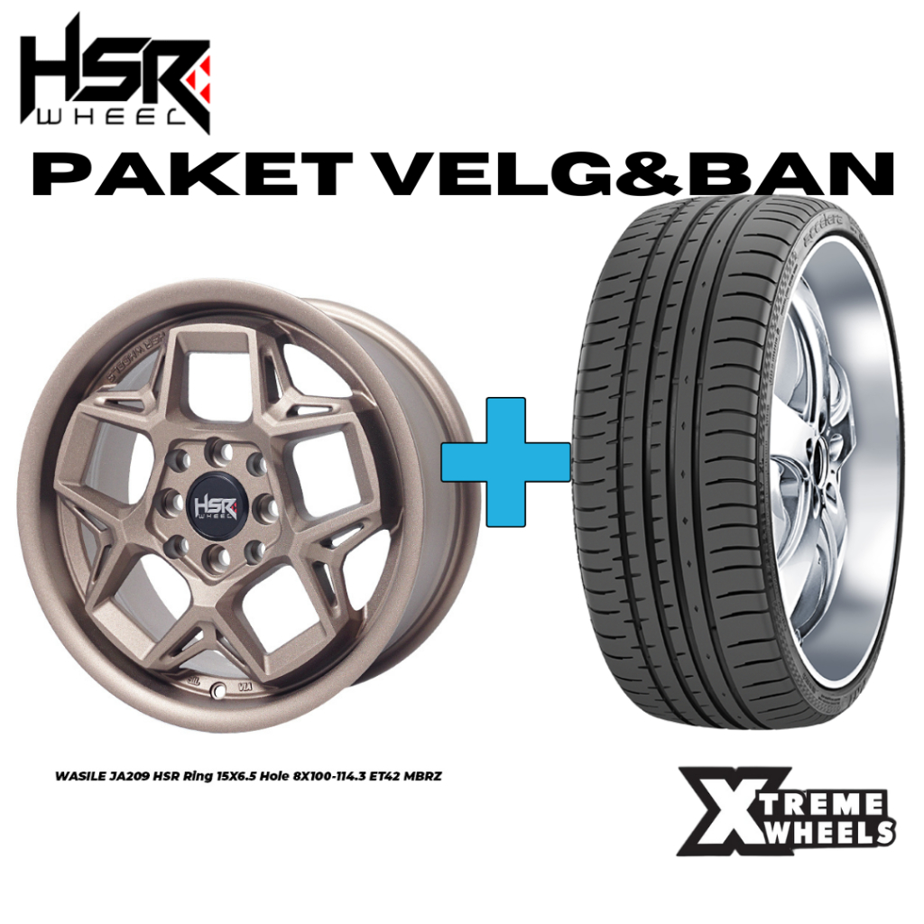 Jual paket velg dan ban mobil r15 hsr wasile lebar 6,5 rata body buat calya,sigra,agya,ayla dll ...