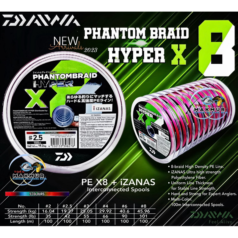 Jual PE DAIWA PHANTOM HYPER BRAID X8 + IZANAS 100M CONECTING - MULTI ...