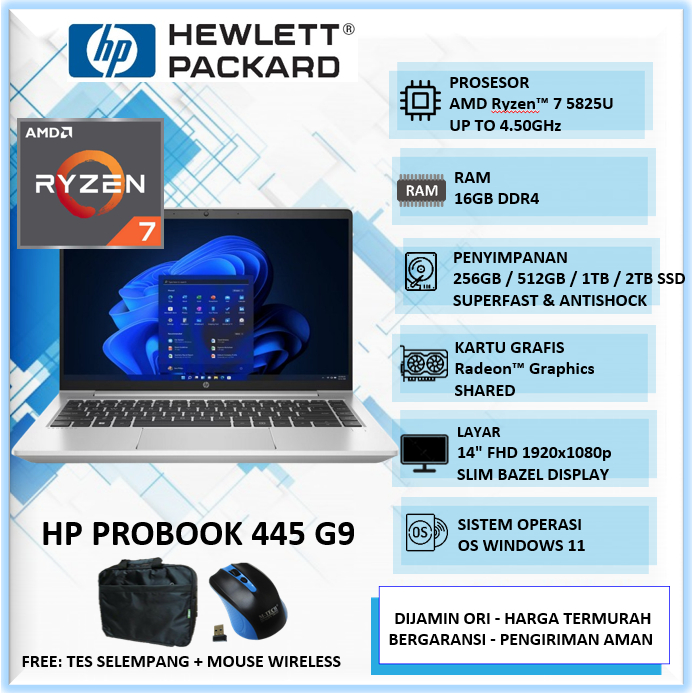 Jual Laptop Gaming HP Probook 445 G9 Ryzen 7 16GB 2TB SSD 14" FHD ...