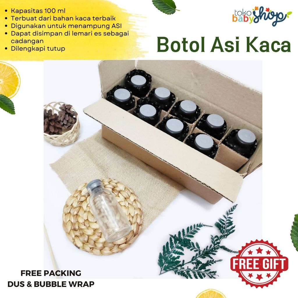 Jual SET 10 PCS Botol Asi Kaca Ukuran 100 ml BPA Free Aman untuk ...