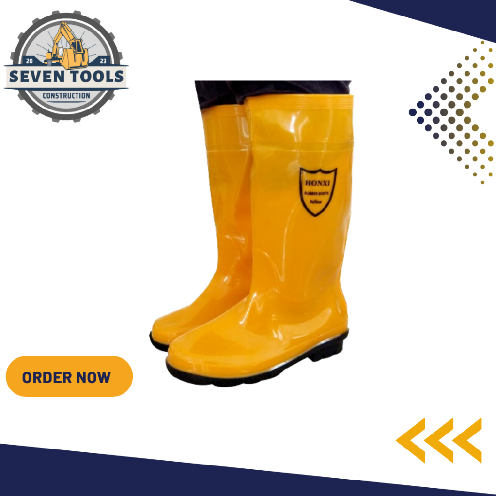 Jual [ST] Sepatu Boots Karet Kuning / Sepatu Boot Panjang Tahan Air ...