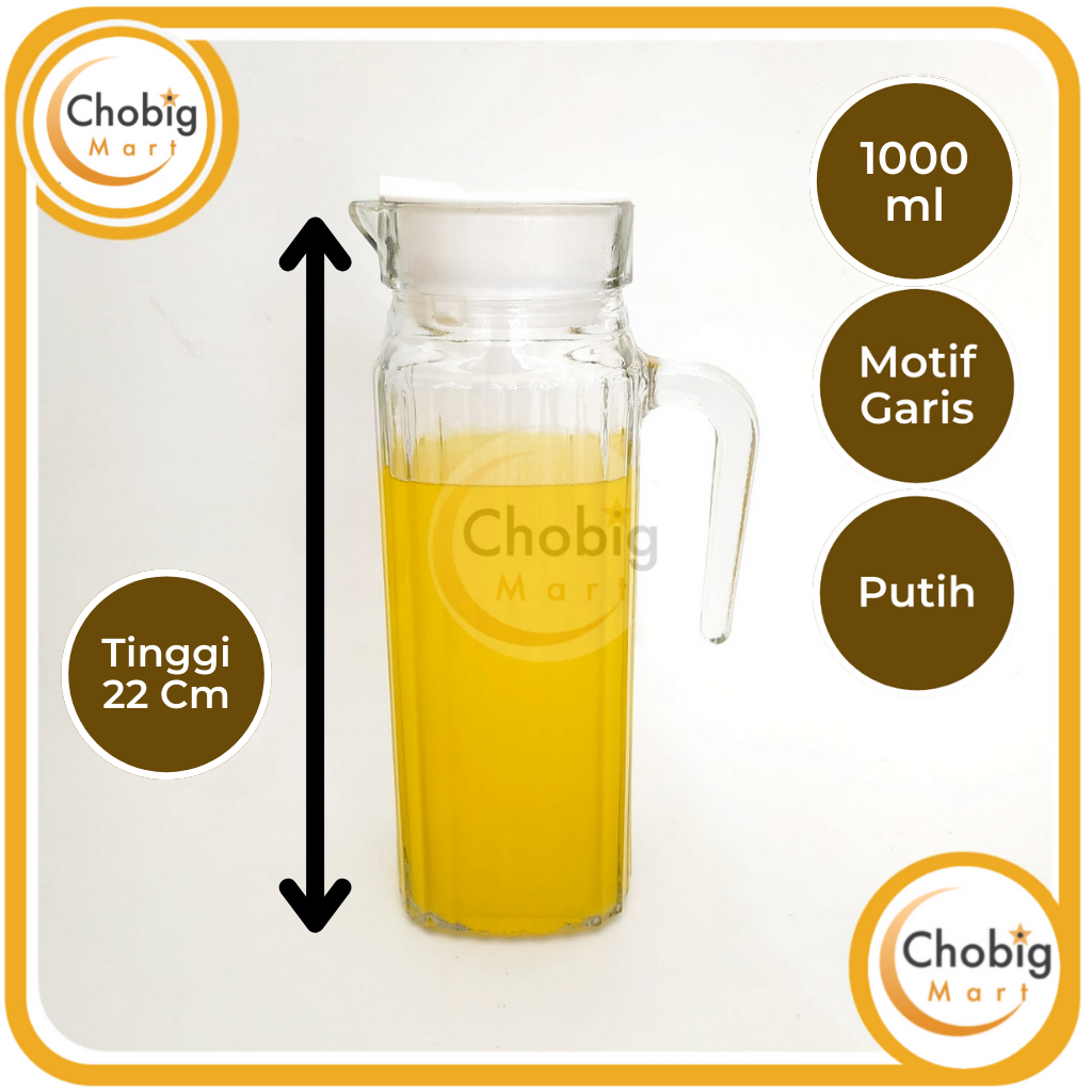 Jual CHOBIG Pitcher Kaca Transparant Polos Gelas Bening 1200ml 1000ml ...