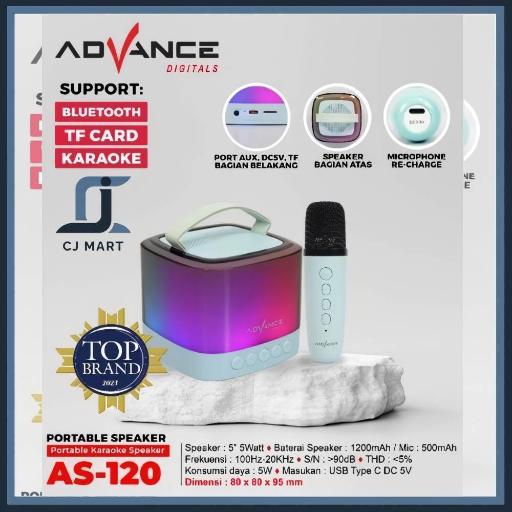 Jual Advance Speaker mini bluetooth AS-120 free 1 mic karaoke Bluetooth ...