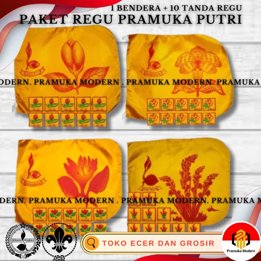 Jual Paket regu Pramuka putri (1 Bendera regu Pramuka + 10 tanda regu ...